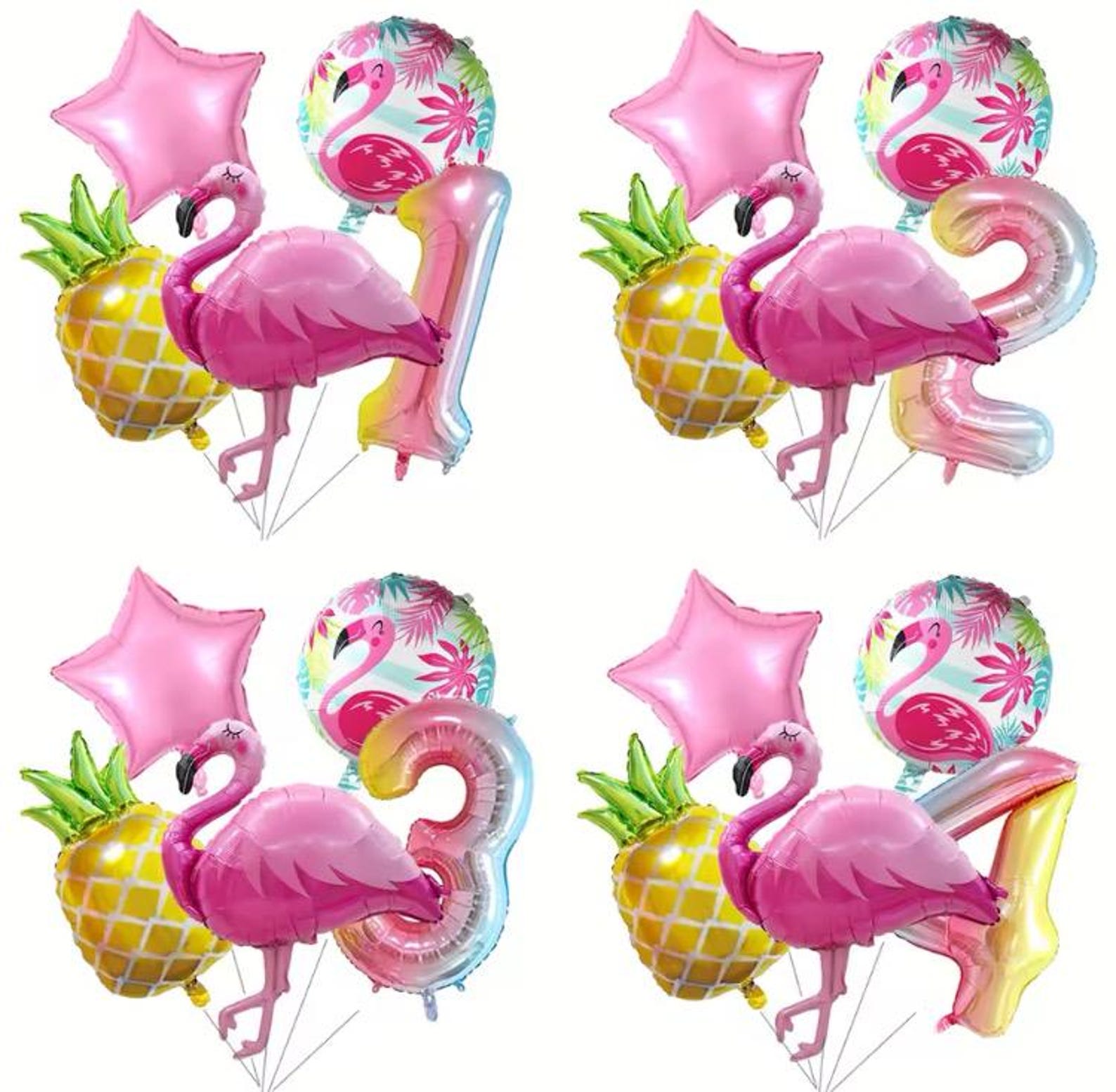 Tropical Fruit Flamingo Number Balloon Arch Garland | 118 Piece Party ...
