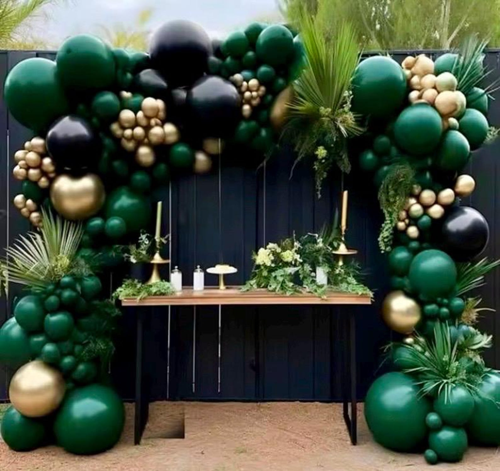 Emerald Green Black & Gold Balloon Arch Garland | 164 Piece Classy ...