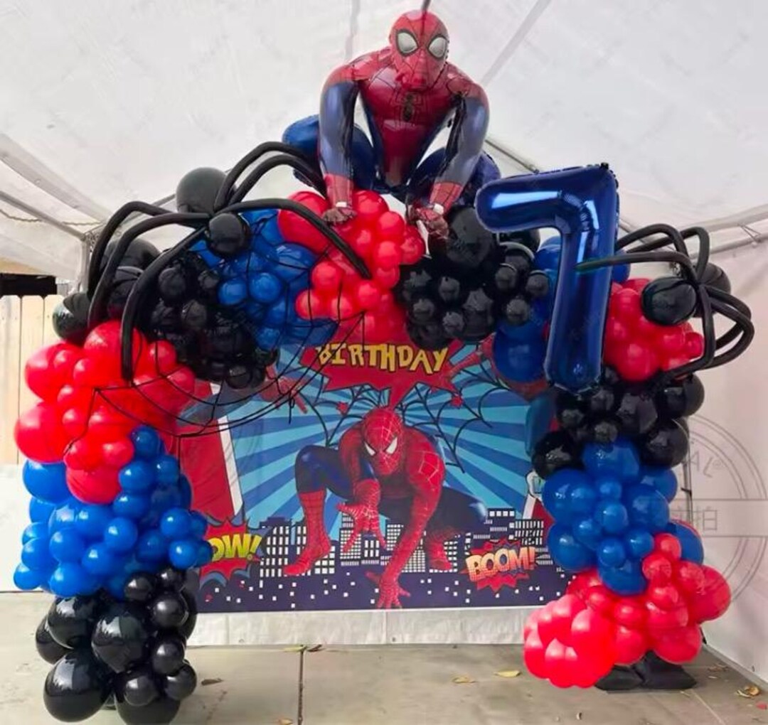 Red Blue and Black Spider-man Inspired Theme Balloon Arch Garland | 106 ...