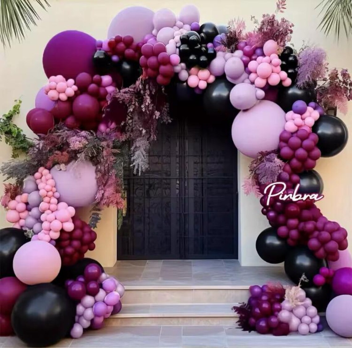 Maroon Pink & Black Boho Balloon Arch Garland | 124 Piece Sultry Gothic ...