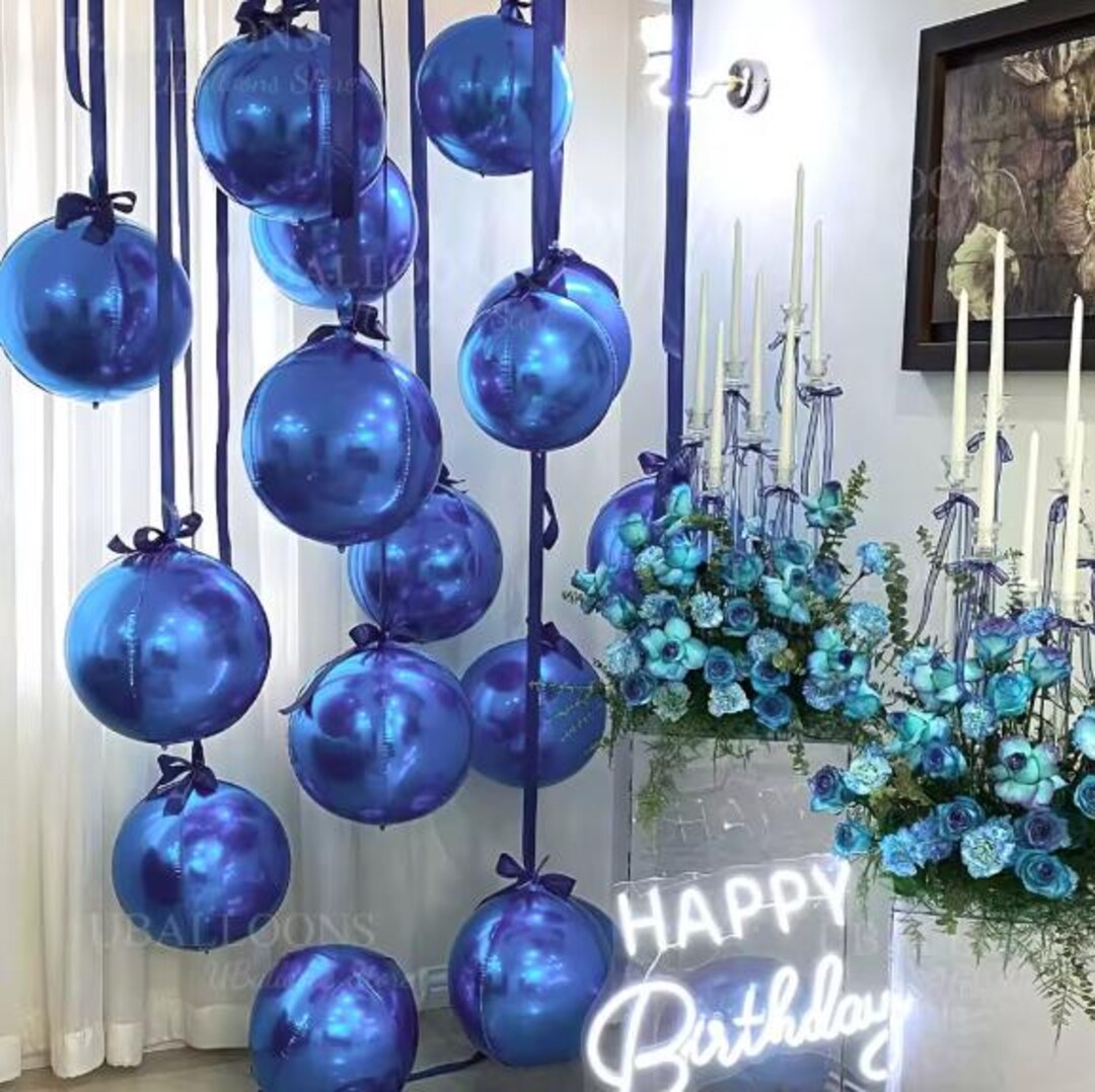Metallic Chrome Navy Blue 22in Balloon 15 Piece Set | Festive Party ...