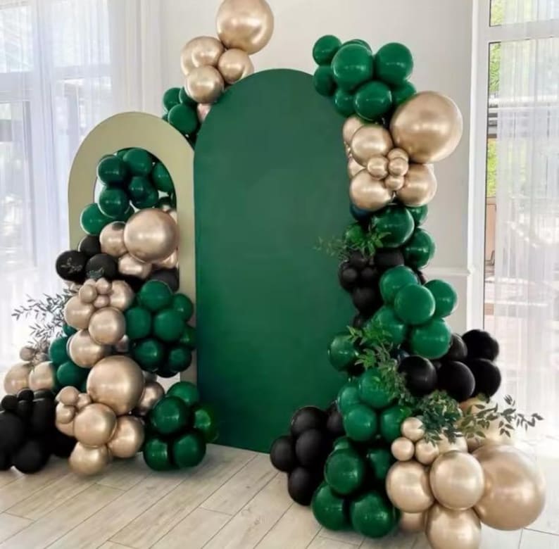 Emerald Green Black & Gold Balloon Arch Garland | 164 Piece Classy ...