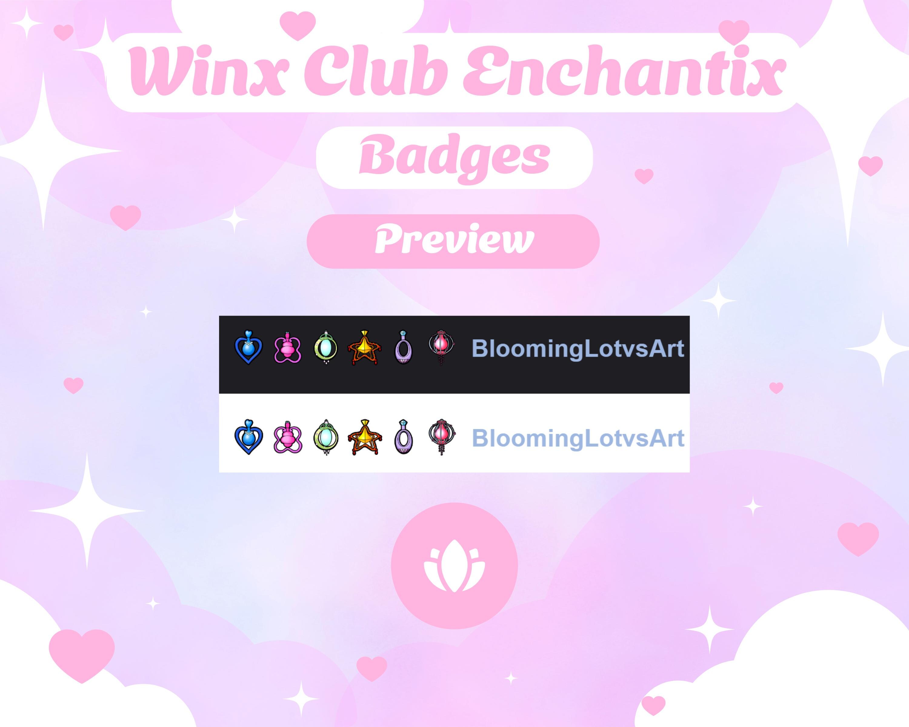 Magical Winx Club Badge Collection Winx Enchantix - 6 Fairy Dust Potion ...