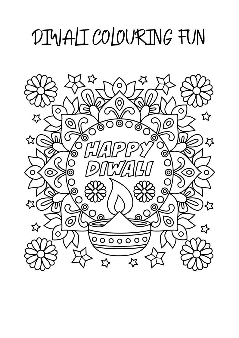 Printable Diwali Coloring Book for Kids Festive & Fun Designs Instant ...