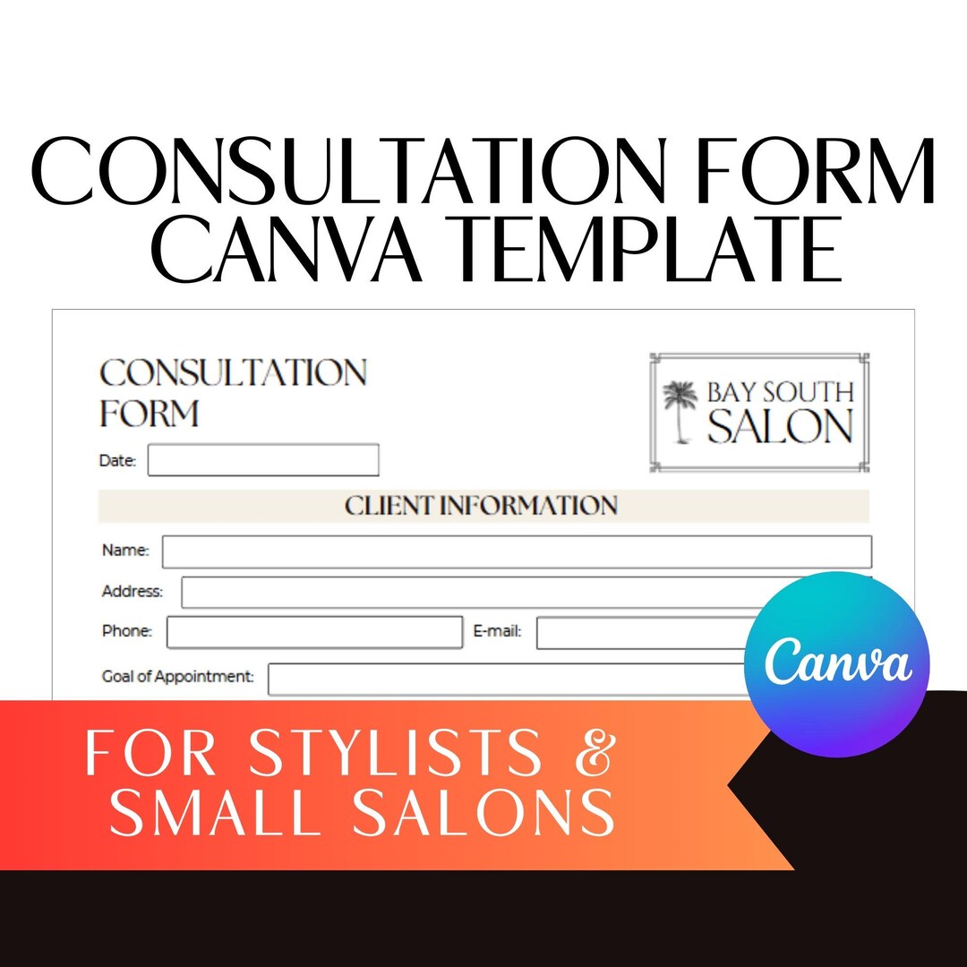 Editable Salon Consultation Form Canva Templates for Salons, Editable ...