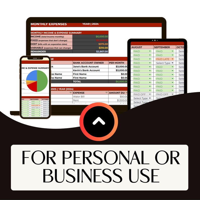 Easy Budget & Expense Tracker | One-page, Digital Financial Management ...