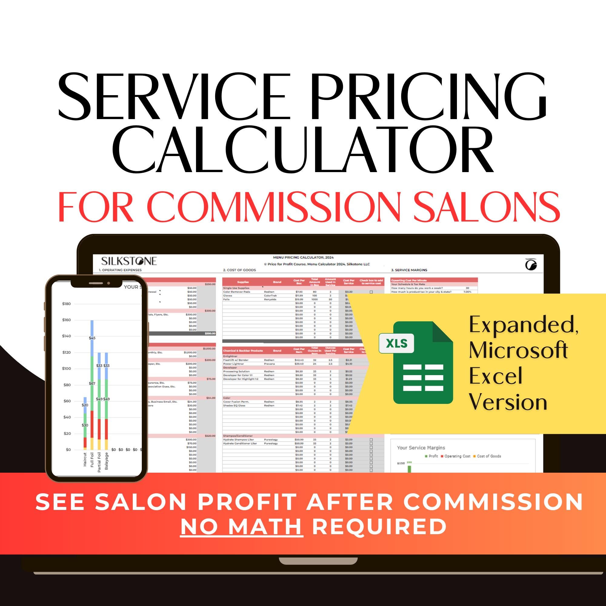 Excel Version, Commission Salon Service Pricing Calculator for Salon ...