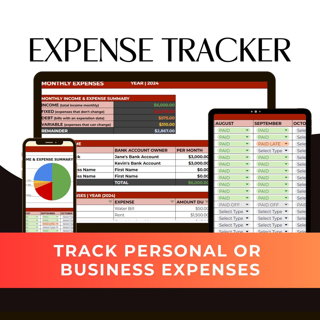 Easy Budget & Expense Tracker | One-page, Digital Financial Management ...