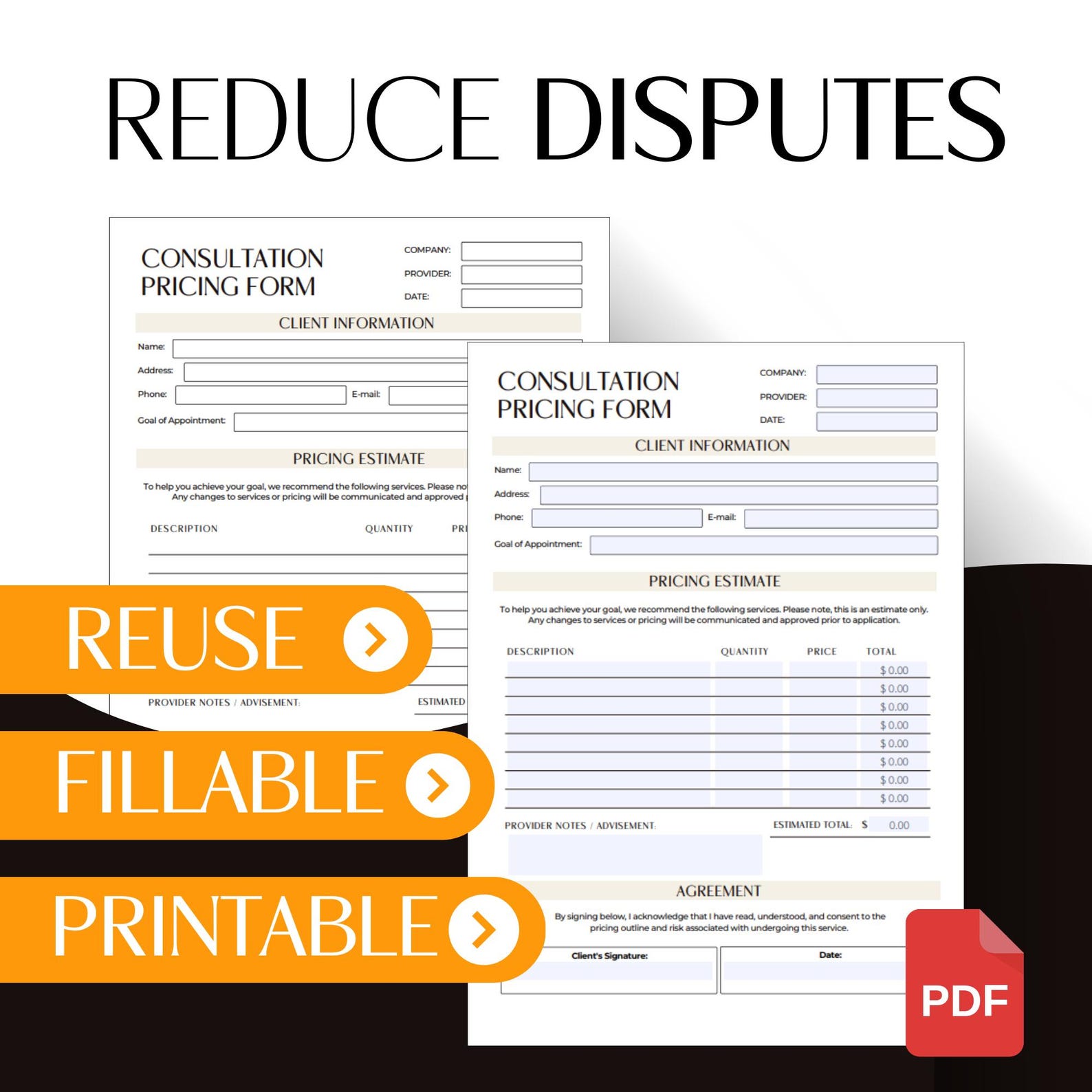 Editable, Printable Service Pricing Form | Customizable Service ...