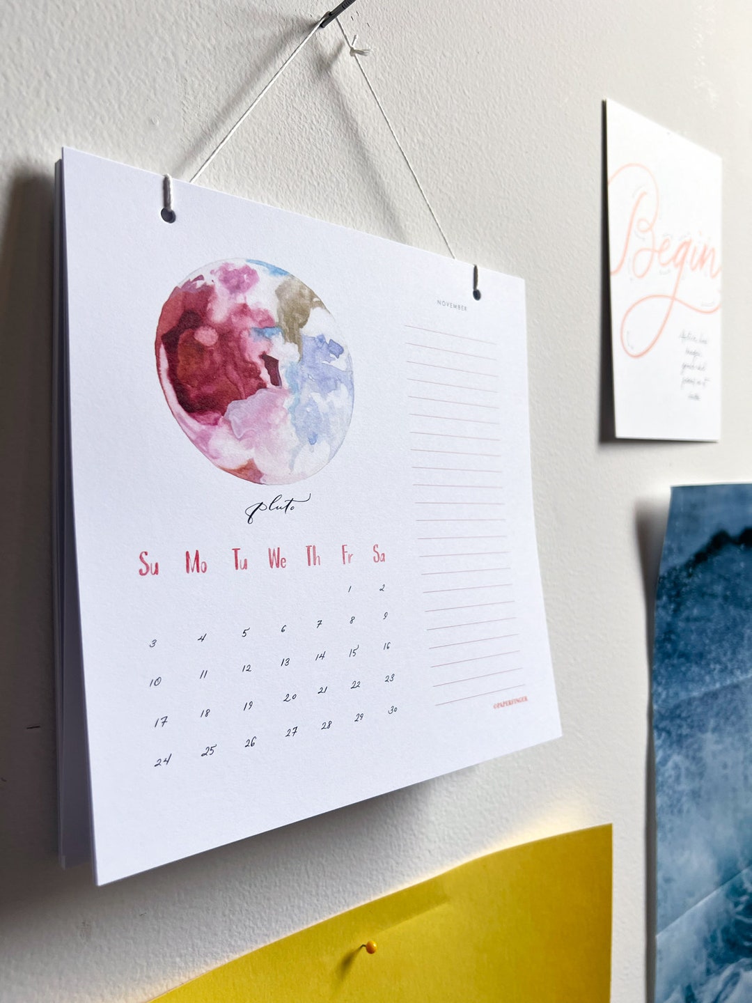Watercolor Planets Monthly Desk Calendar - Etsy