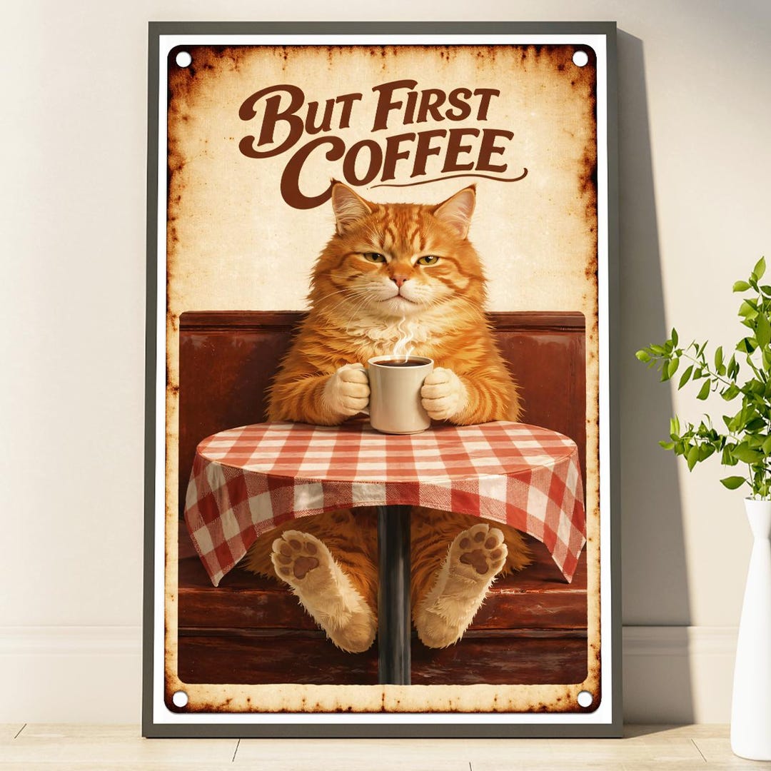 Vintage Coffee Bar Poster Wall Decor for Kitchen Coffee Station, Rustic ...
