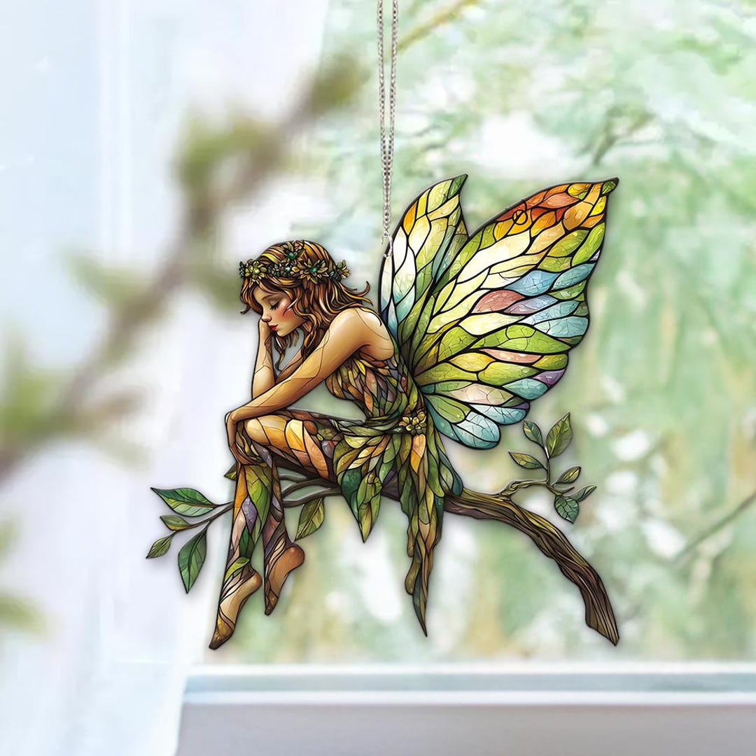 Forest Fairy Acrylic Window Hanging Fantasy Garden Decor Wall Art ...