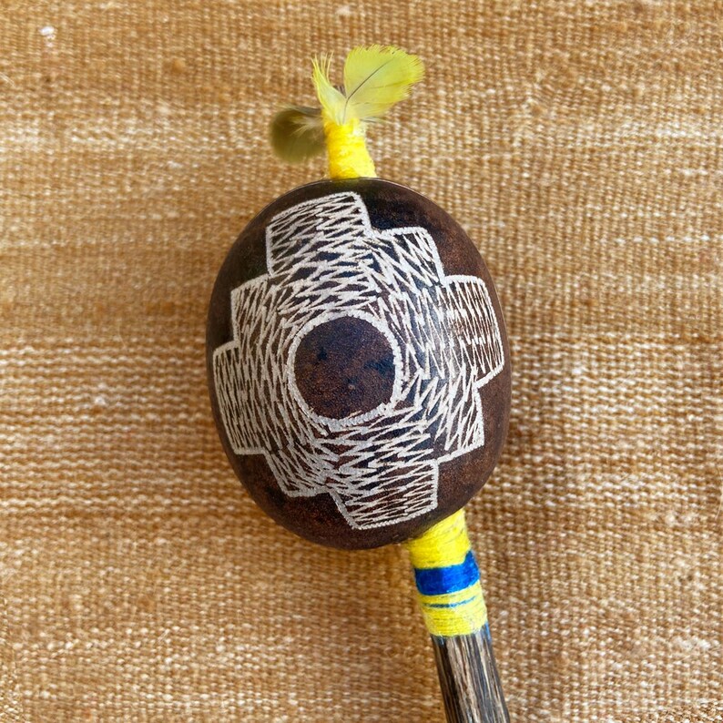 Peruvian Rattle Chakana Cross Gourd Shaman Rattle Andean Cross ...
