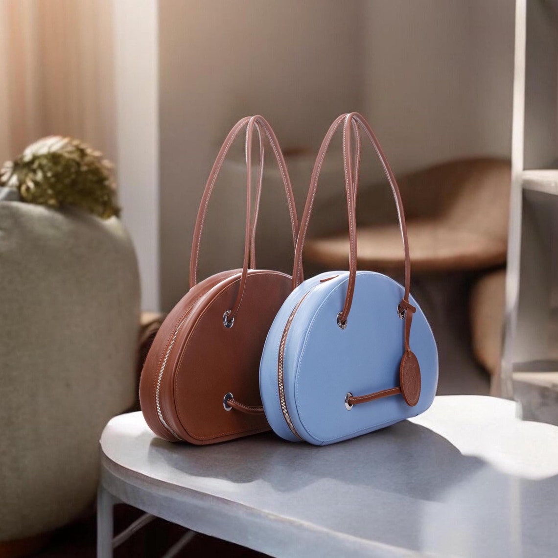 Dual-color Transform Bag, Convertible Leather Bag, Two-tone Shoulder ...