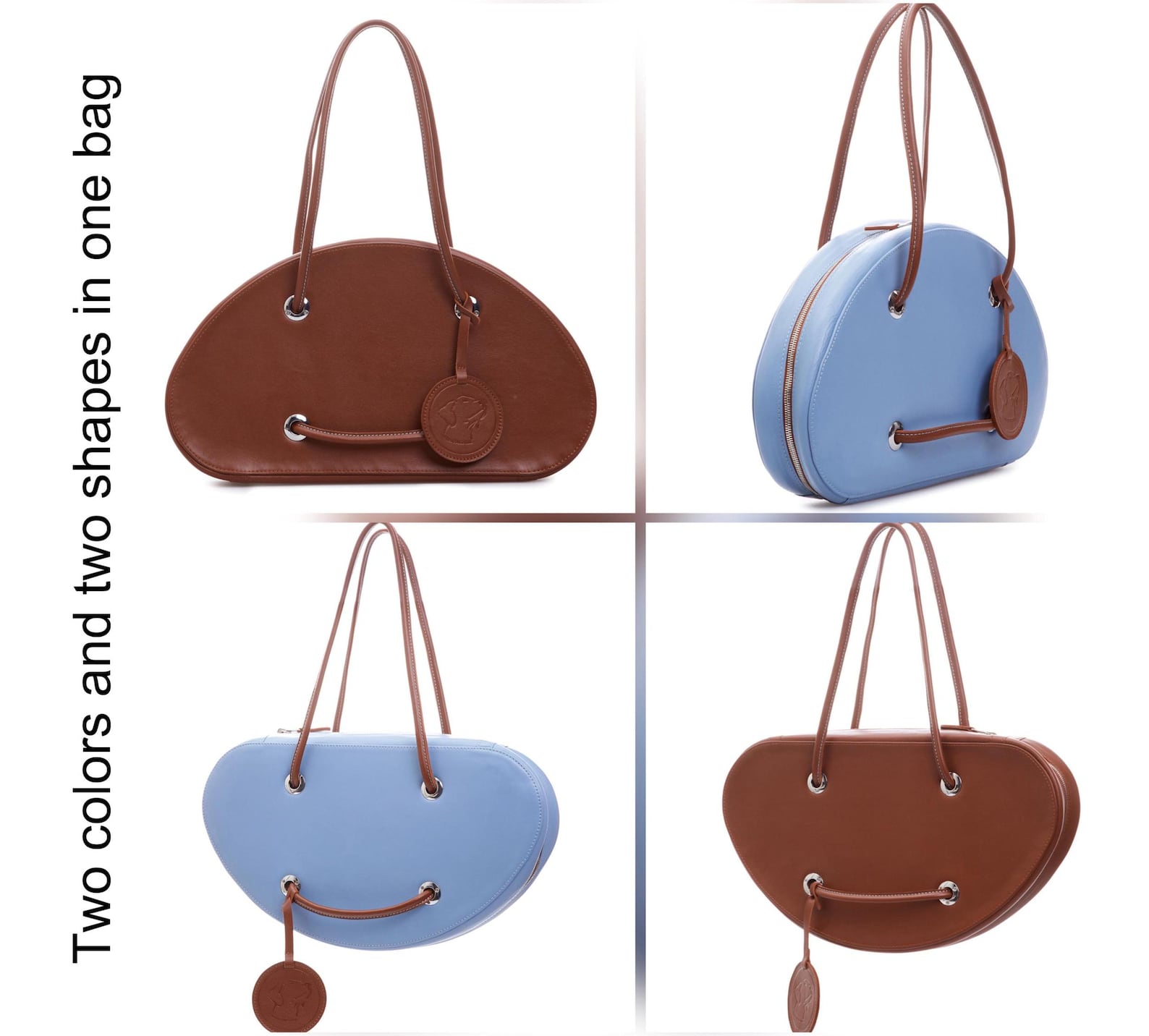 Dual-color Transform Bag, Convertible Leather Bag, Two-tone Shoulder ...