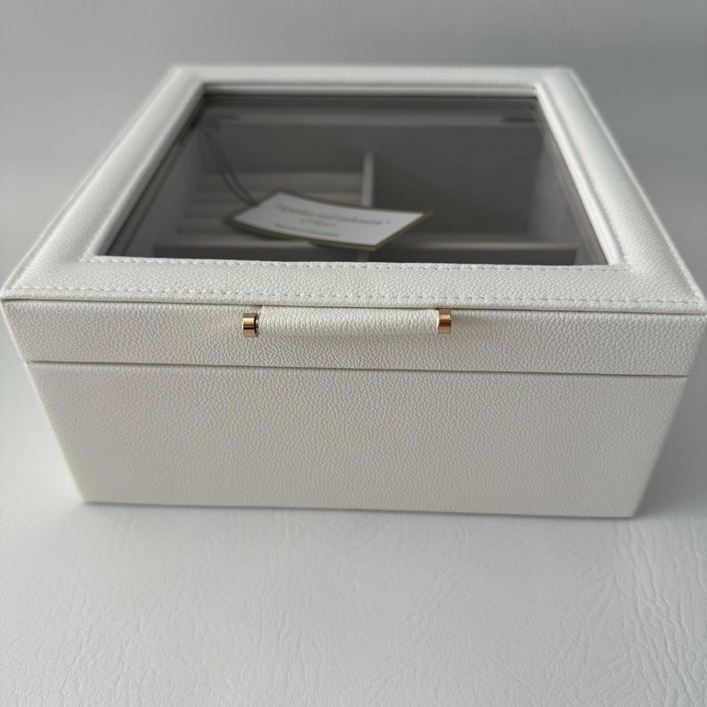 White Leather Squared Jewelry Box - Etsy