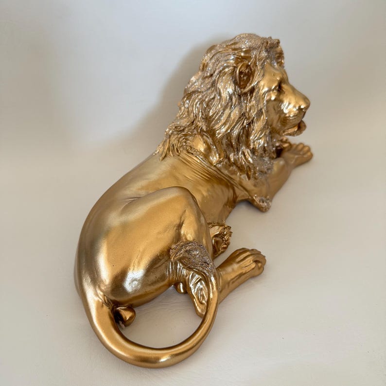 Gold Tone Laying Lion Decorative Figurine New - Etsy