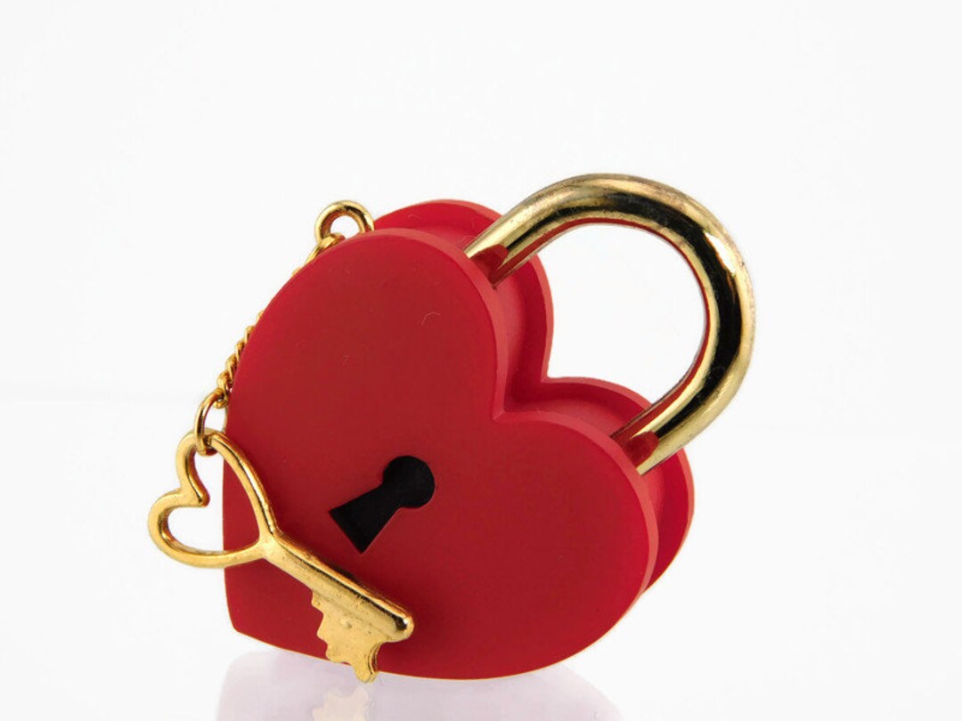 Vintage HALLMARK Red Heart Lock With Key Charm Brooch. - Etsy