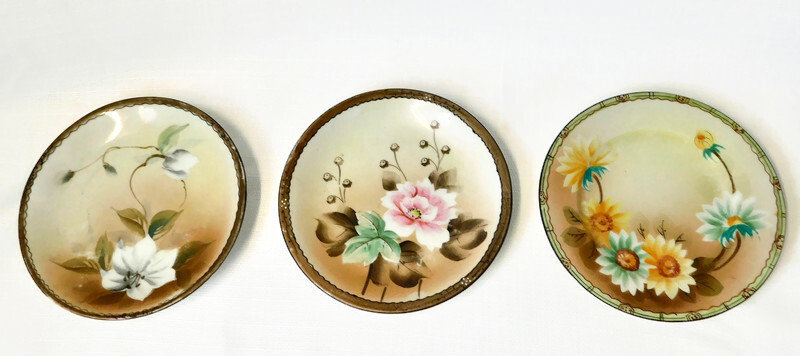 Antique the Jonroth Studios Nippon Hand Painted Flowers Plate. Set of 3 ...