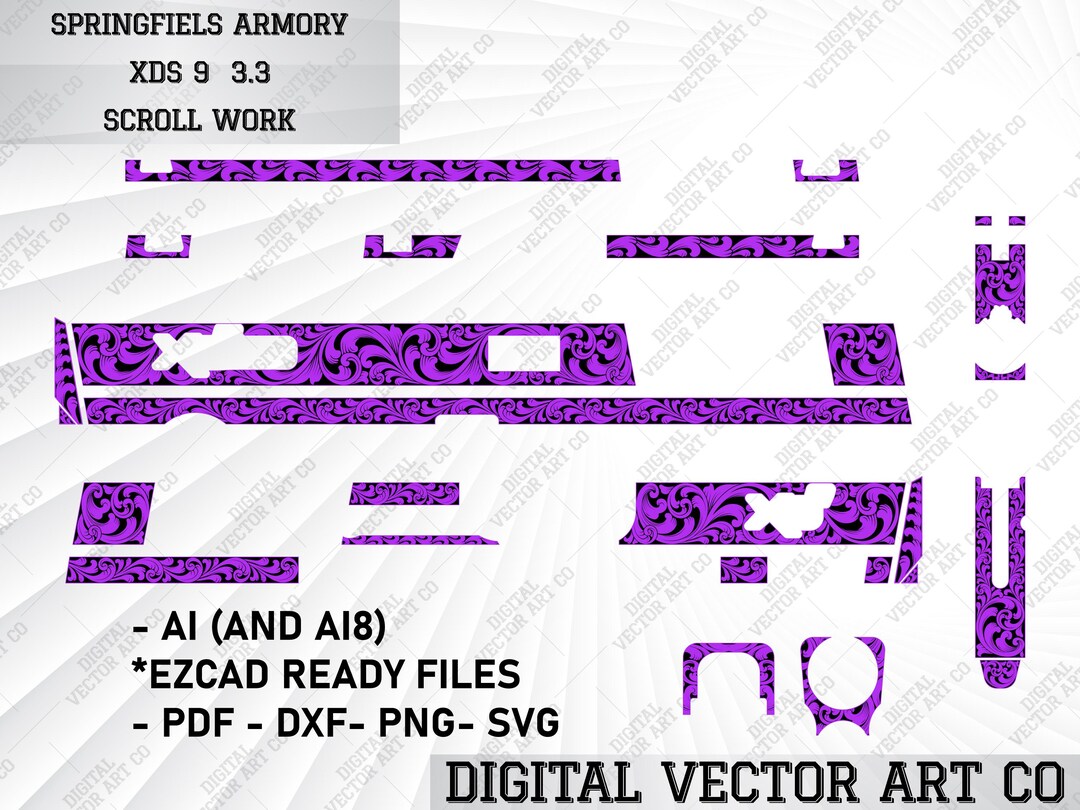 Springfield Armory Xds 9 3.3 Scroll Work Laser Engraving Svg File - Etsy