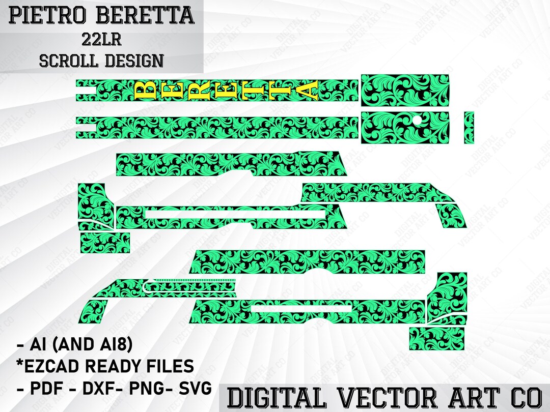 Beretta Scroll Ornamental Laser Engraving Design | Digital Download Ai ...