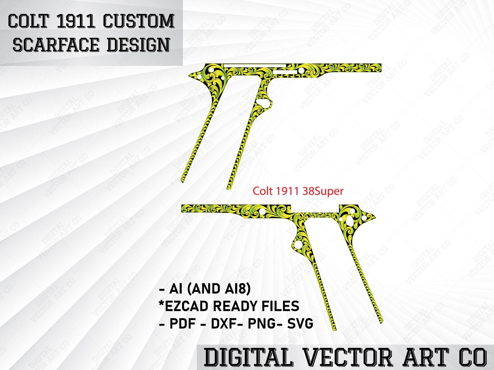 1911 Scarface Laser Engraving Svg Vector Design | Ornamental Engraving ...