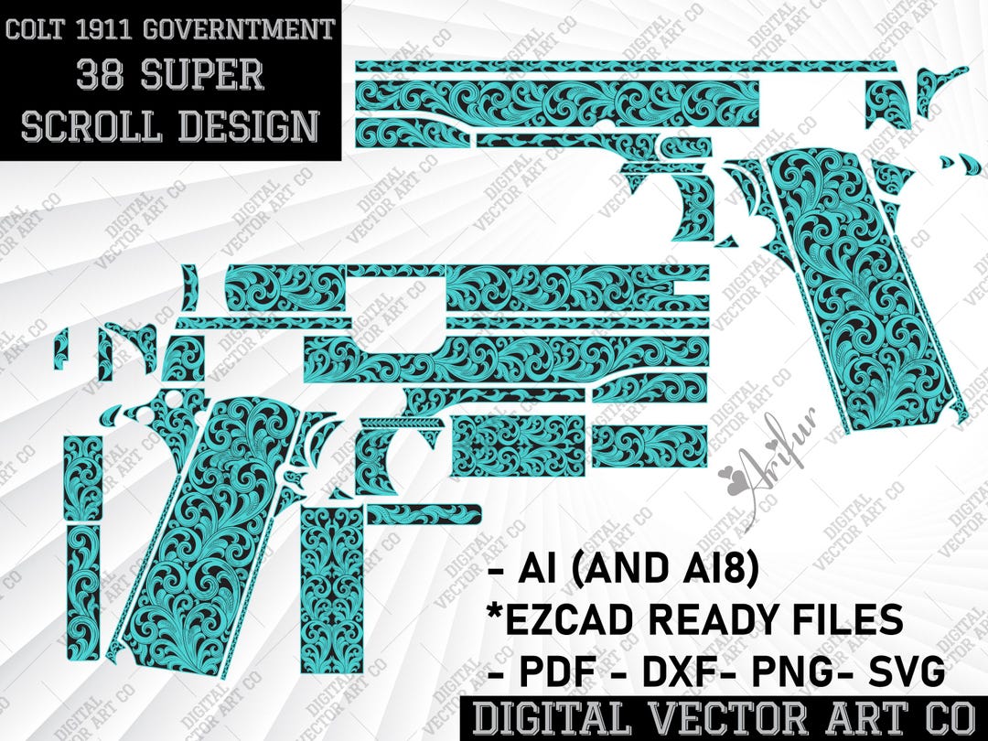 Colt 1911 Government 38 Super Scroll Design for Laser Engraving.svg ...