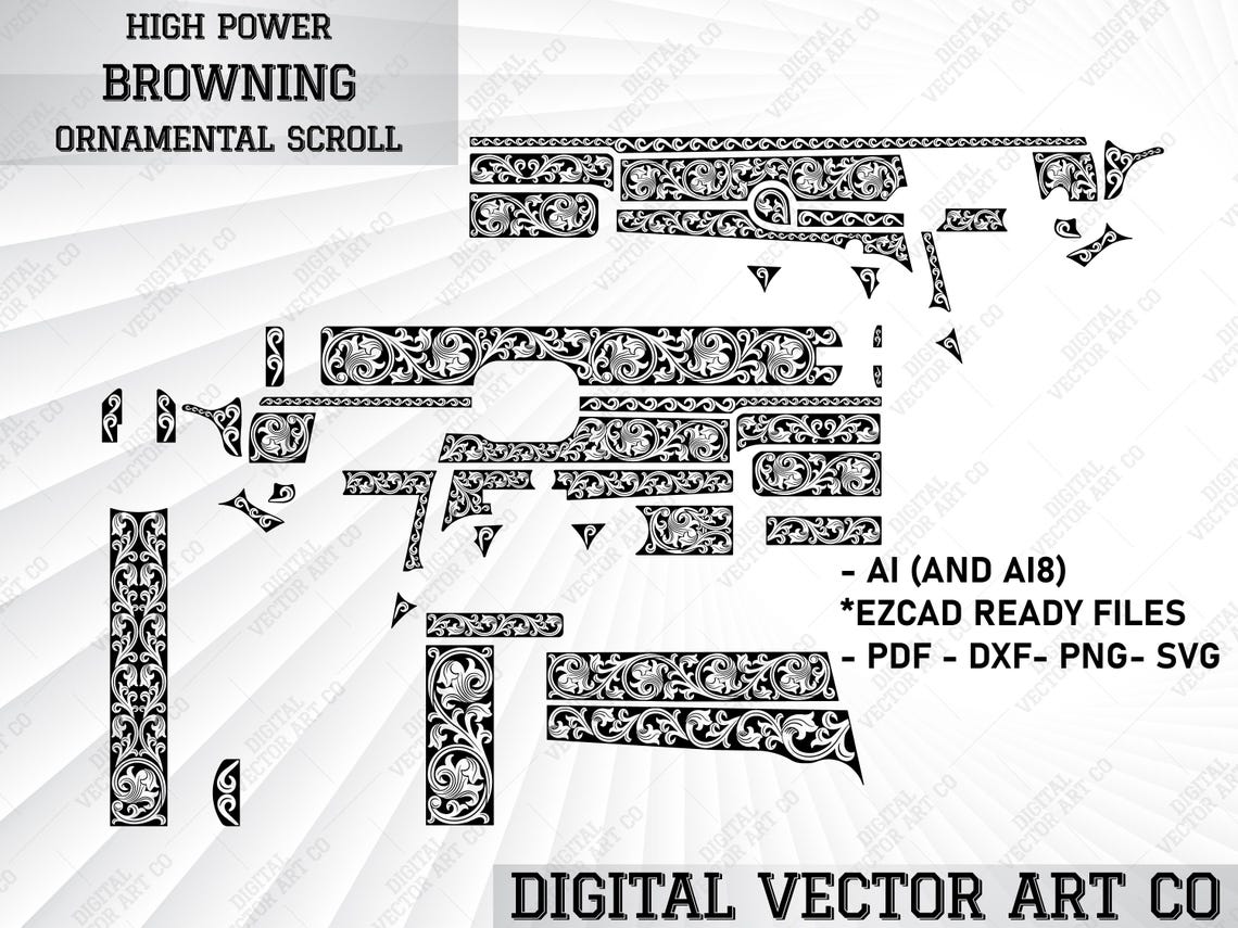 High Power Browning Ornamental Scroll Design for Laser Engraving - Etsy
