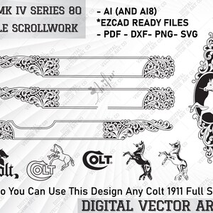 Colt MK Iv Series 80 Simple Scrollwork for Laser Engraving.colt 1911 ...