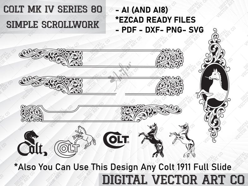 Colt MK Iv Series 80 Simple Scrollwork for Laser Engraving.colt 1911 ...
