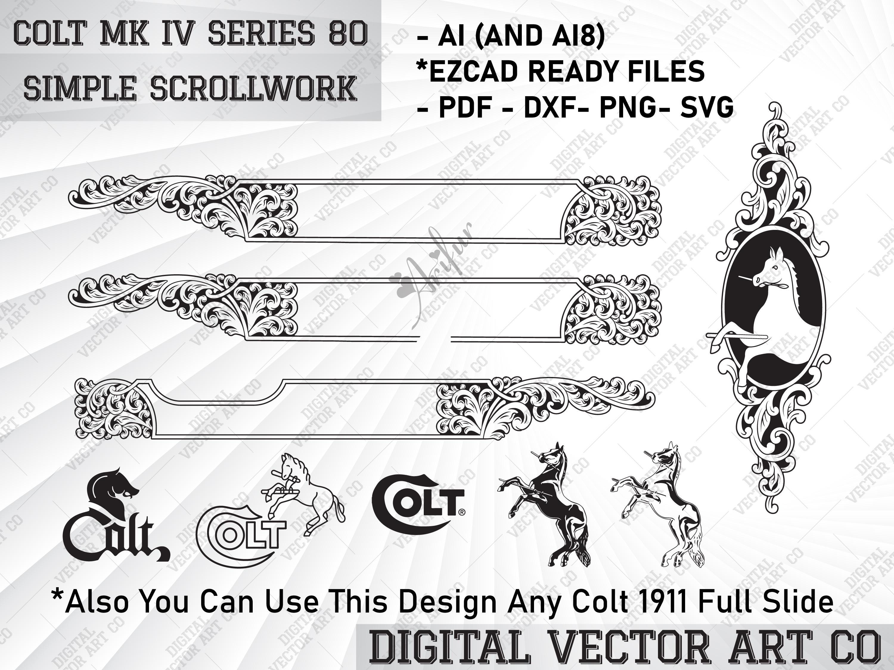 Colt MK Iv Series 80 Simple Scrollwork for Laser Engraving.colt 1911 ...