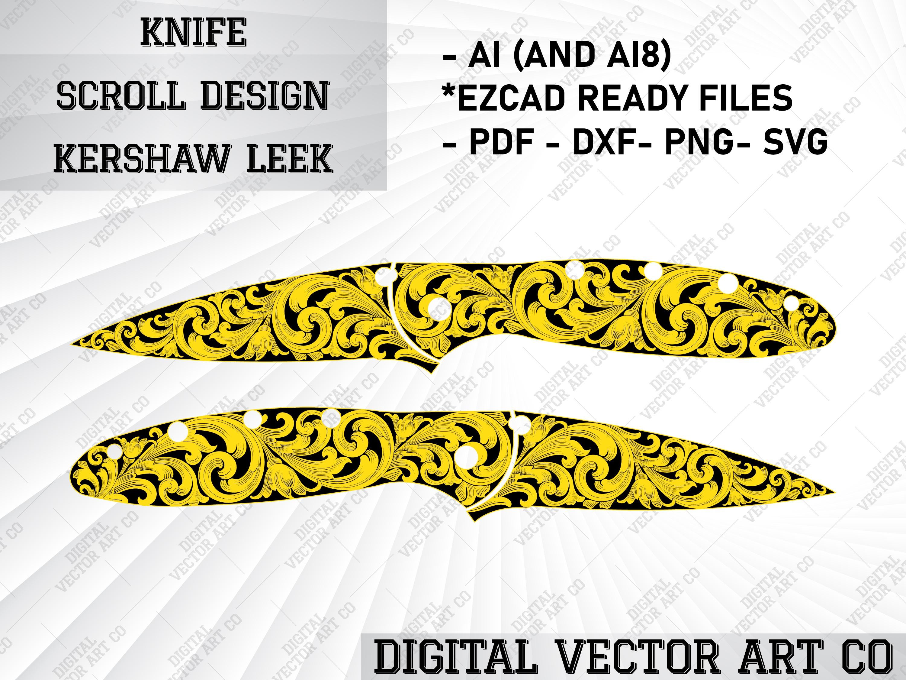 Knife Scroll Design Kershaw Leek ,custom Knife Engraving File,knife ...