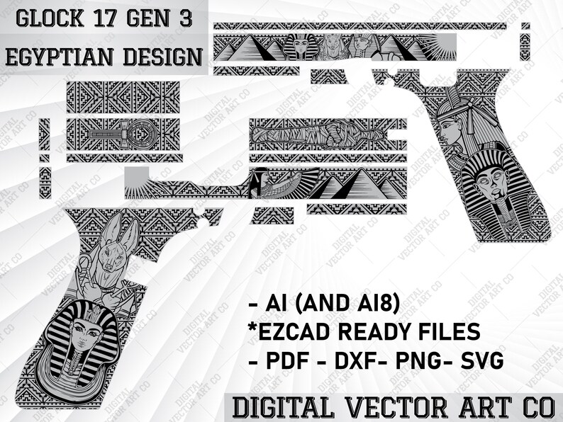 Glock 17 Gen 3 Egypt Design,egyptian Patterns Svg,engraving Egypt,gun ...