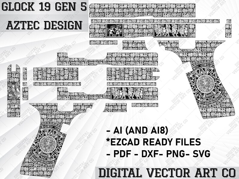 Aztec Glock 19 Gen 5 Design.svg Aztec Ornaments,svg Patterns,mayan Svg ...