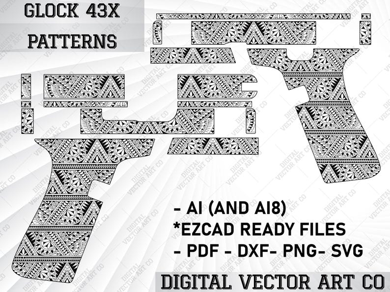 Glock 43x Patterns.svg Glock Patterns,digital Artwork,gun Engraving ...