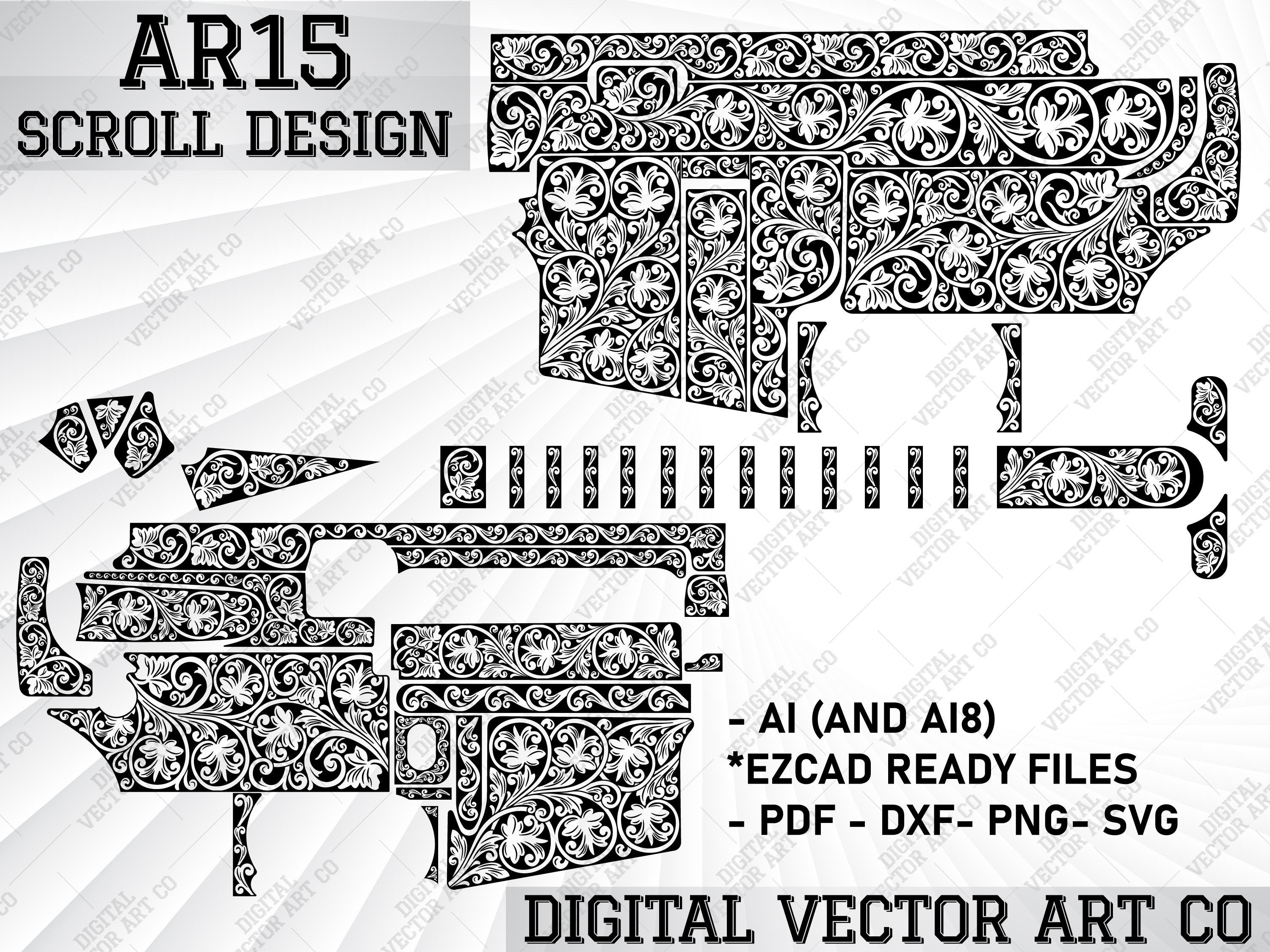 Ar15 Svg Template Scroll Design.ornamentals Ar Art,scrollwork Ar15,ar ...