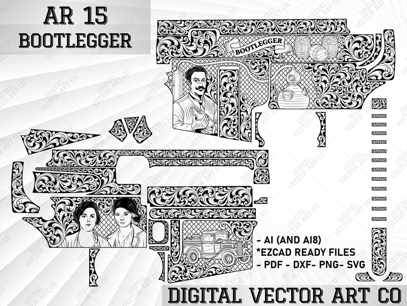 Ar15 Bootlegger Customs Art Svg | Svg Laser Cut File | Vintage ...