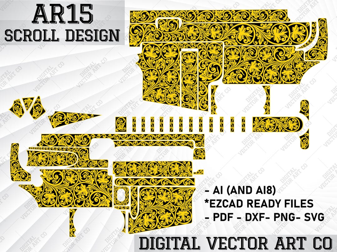 Ar15 Svg Template Scroll Design.ornamentals Ar Art,scrollwork Ar15,ar ...