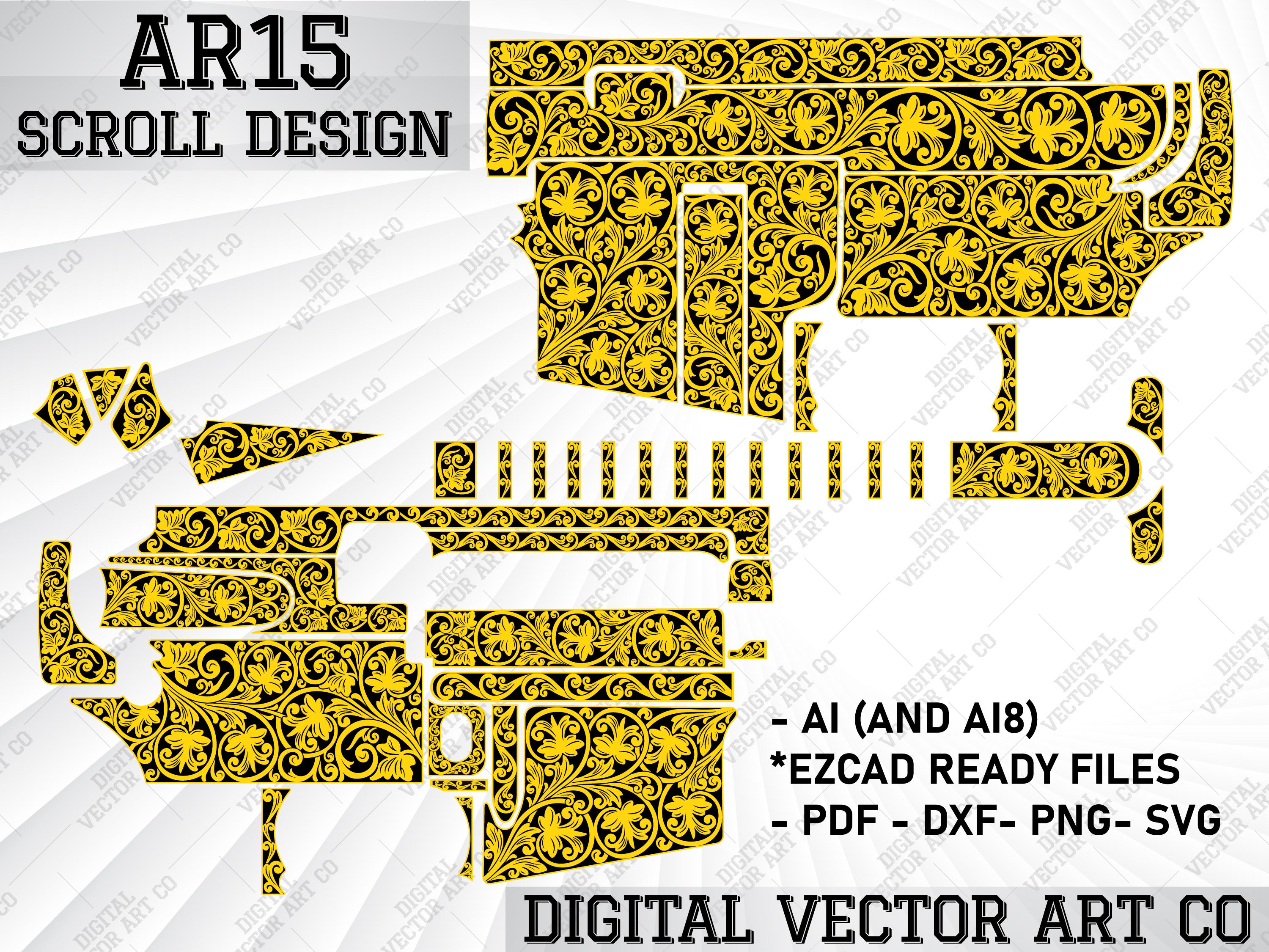 Ar15 Svg Template Scroll Design.ornamentals Ar Art,scrollwork Ar15,ar ...