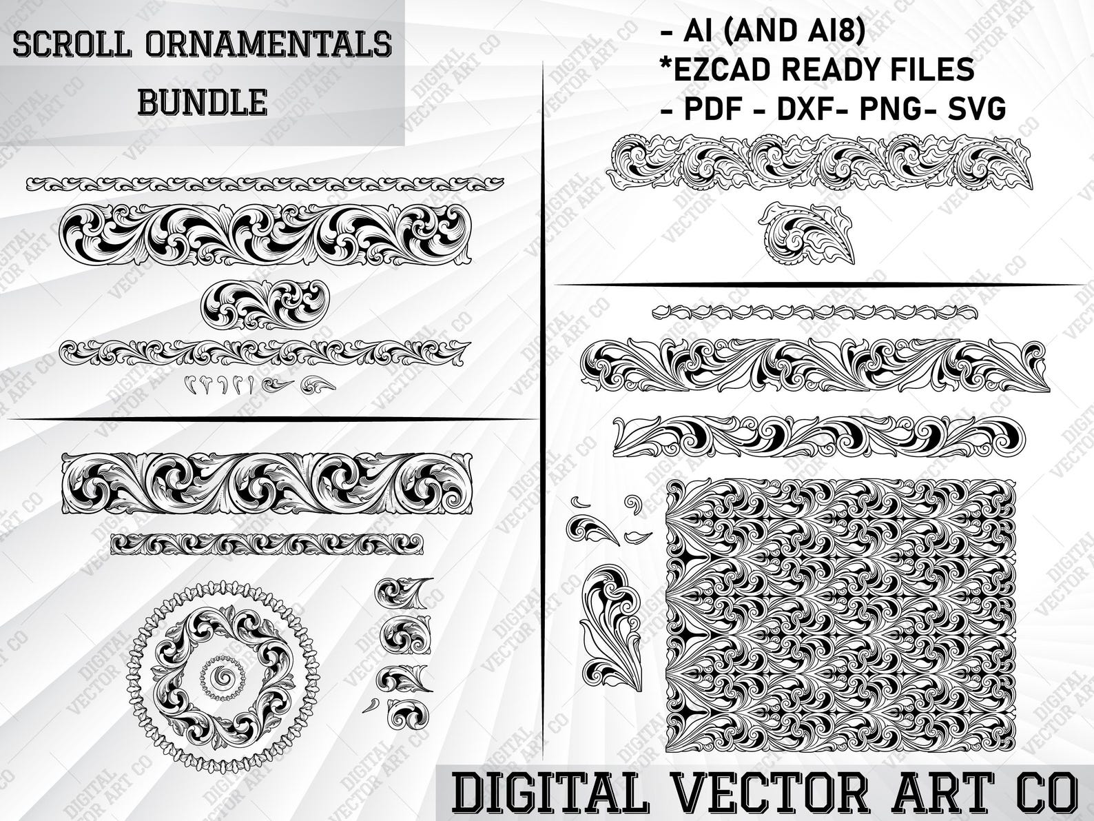 Scroll Ornamentals Bundle.filigree,engraving,engraved,handengraving ...