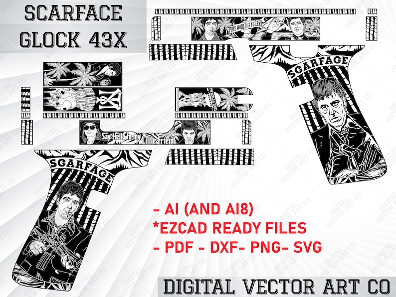 Special Custom Design Scarface Glock 43x | Custom Gun Engraving ...