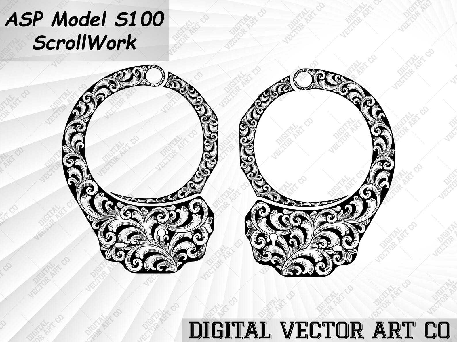 ASP Model S100 Scrollwork Handcuffs Laser Engraving Art | Engraving ...
