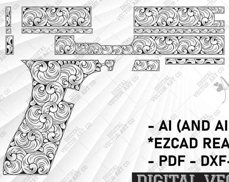 Svg Glock 20 Gen 4 Scroll Design. Laser Engraving,engraving Firearms ...