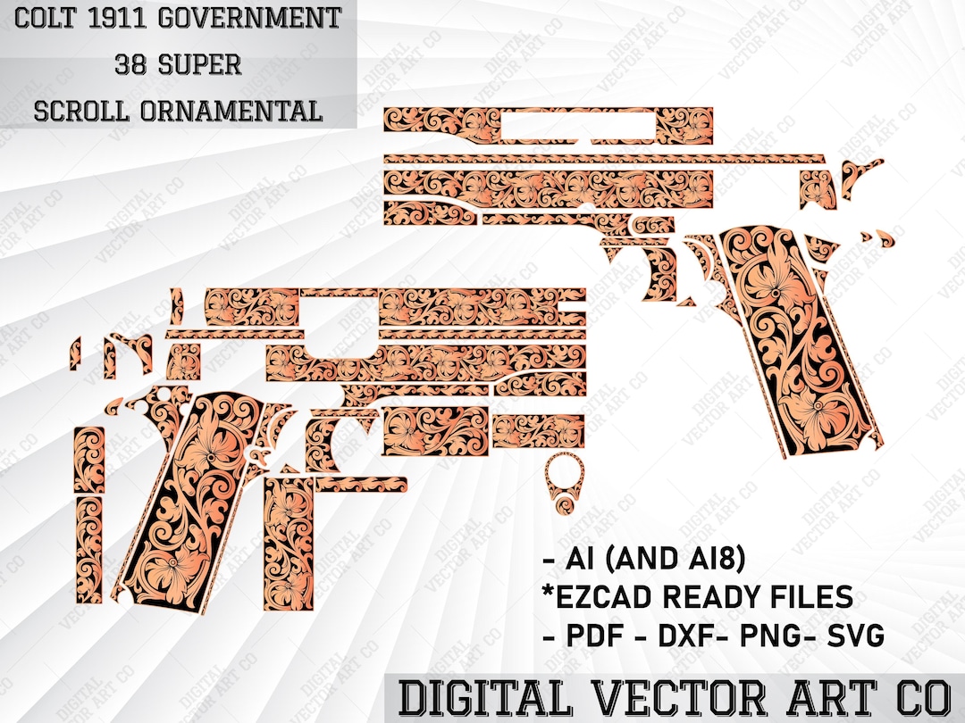 Colt 1911 Government 38 Super Scroll Ornamental Vector Design - Etsy