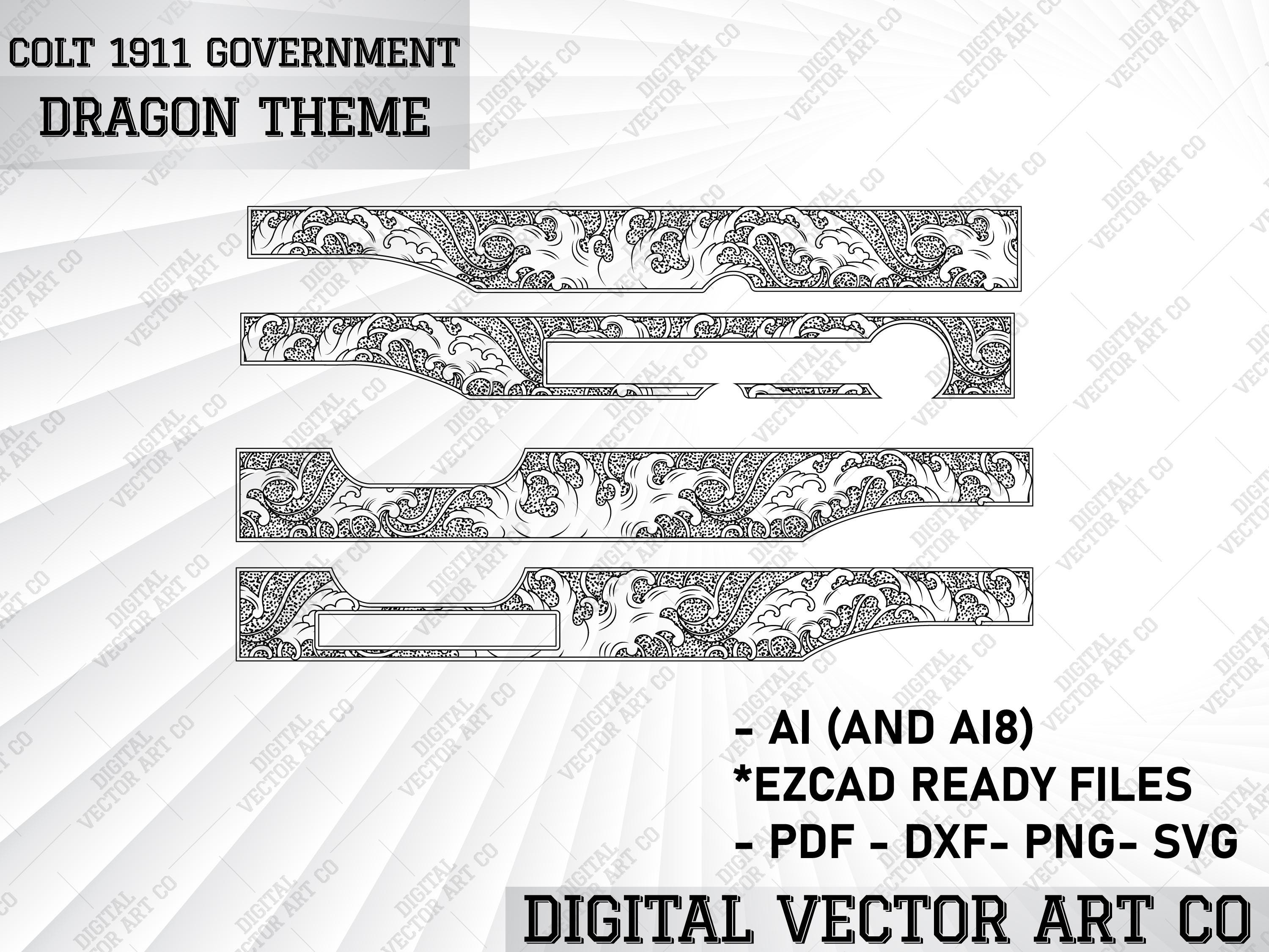 Colt 1911 Government Dragon Vector Art Laser Engraving File.engraving ...