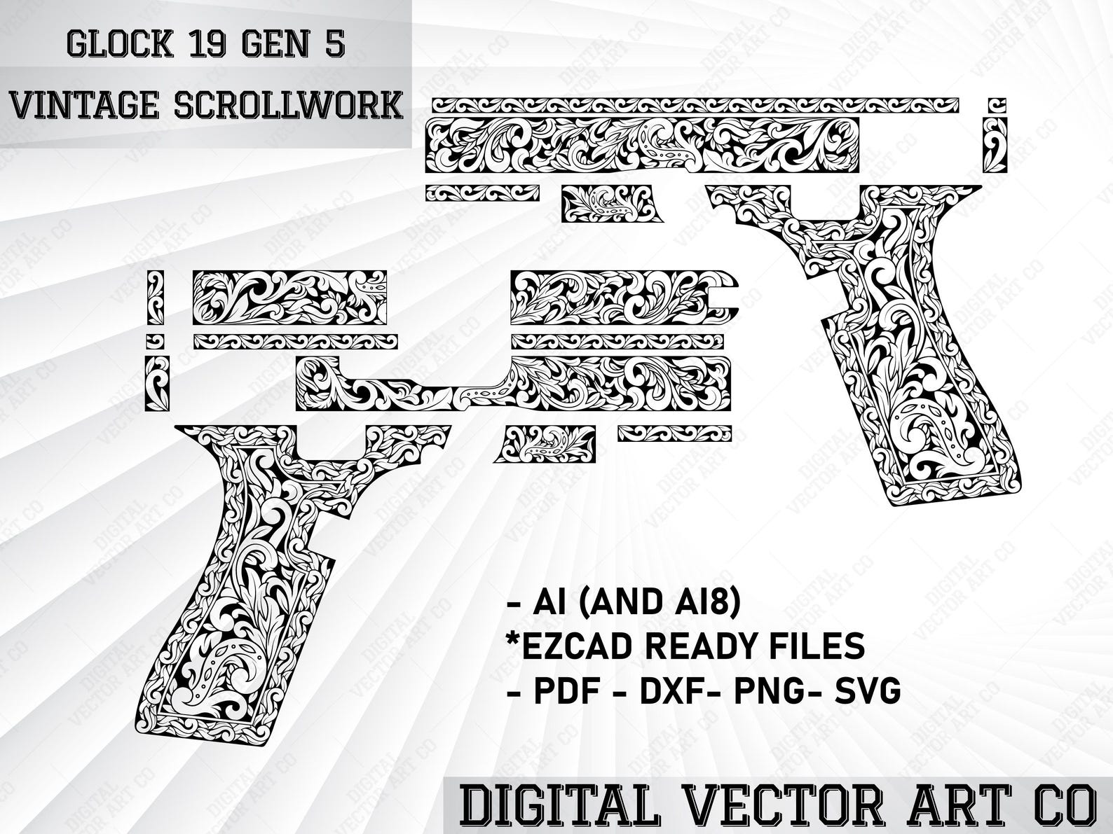 Glock 19 Gen 5 Scrollwork Vector Design - Etsy