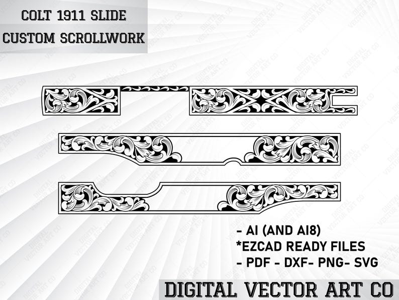 1911 Custom Slide Scrollwork | Laser Engraving | Gun Design File | Svg - Etsy