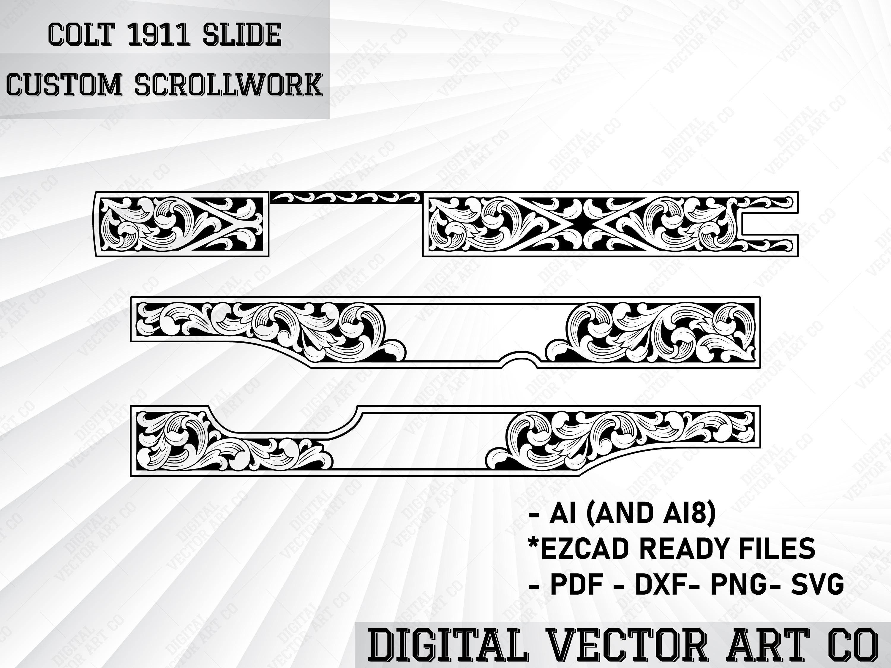 1911 Custom Slide Scrollwork | Laser Engraving | Gun Design File | Svg - Etsy