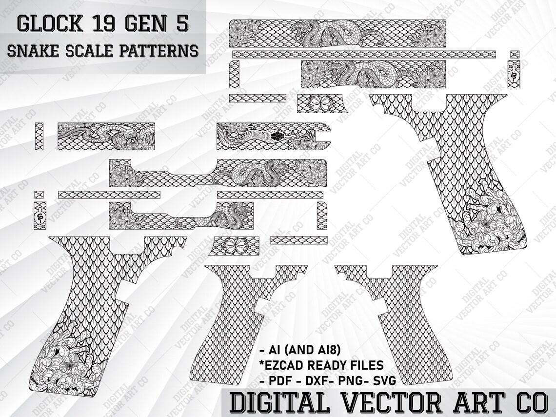Glock 19 Gen 5 Snake Scale Patterns | Snake Skin Vector | Engraving ...