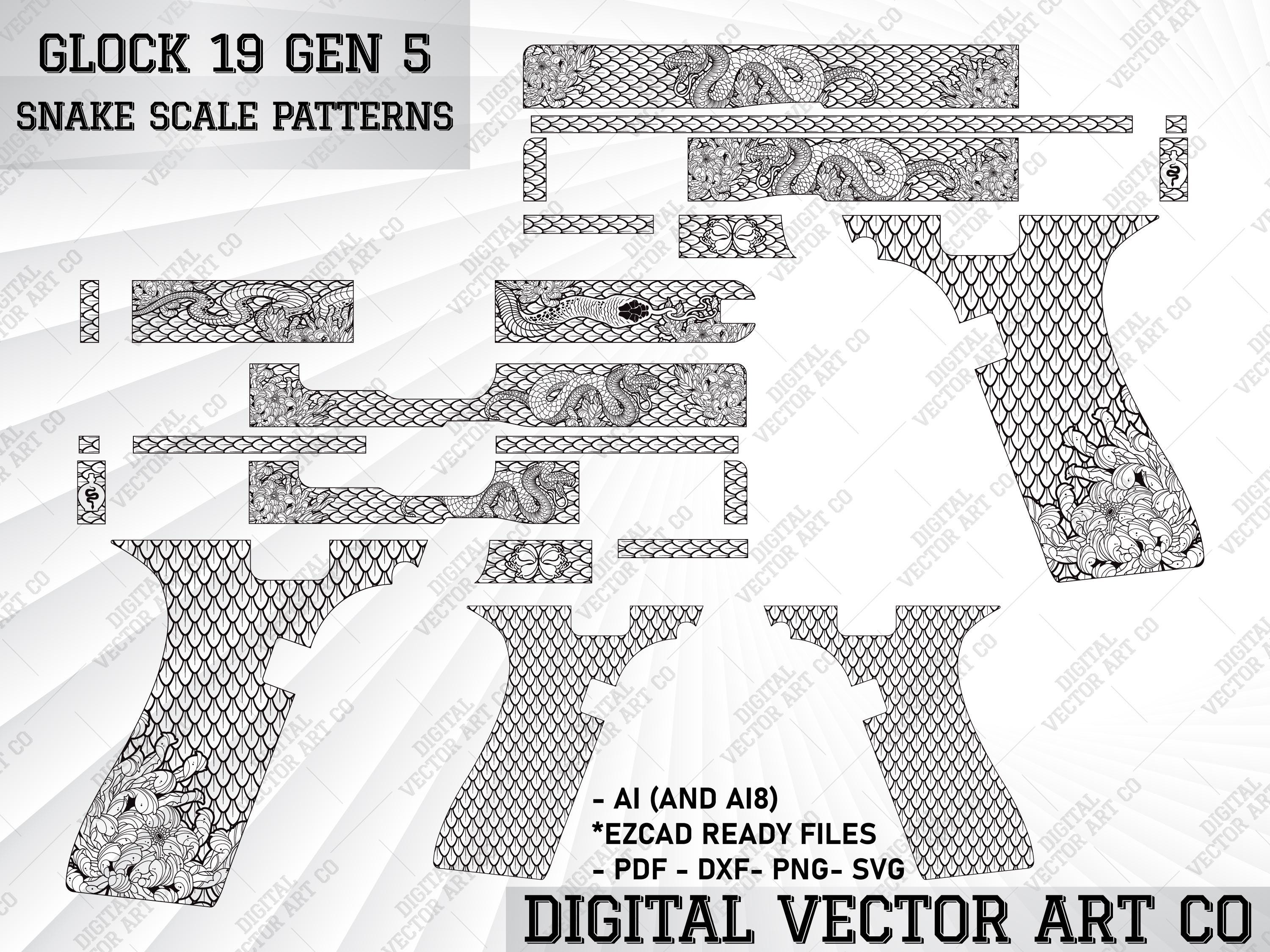Glock 19 Gen 5 Snake Scale Patterns | Snake Skin Vector | Engraving ...